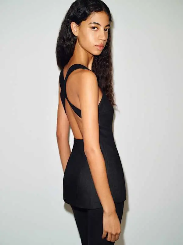 REFORMATION Kalita Linen Top - Black