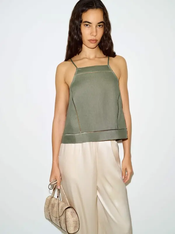REFORMATION Dario Linen Top - Green