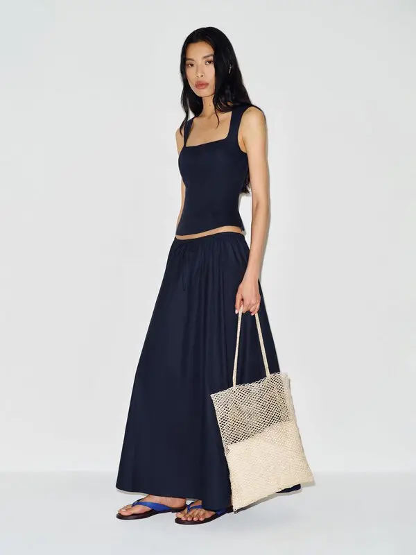 REFORMATION Tavish Linen Top - Blue