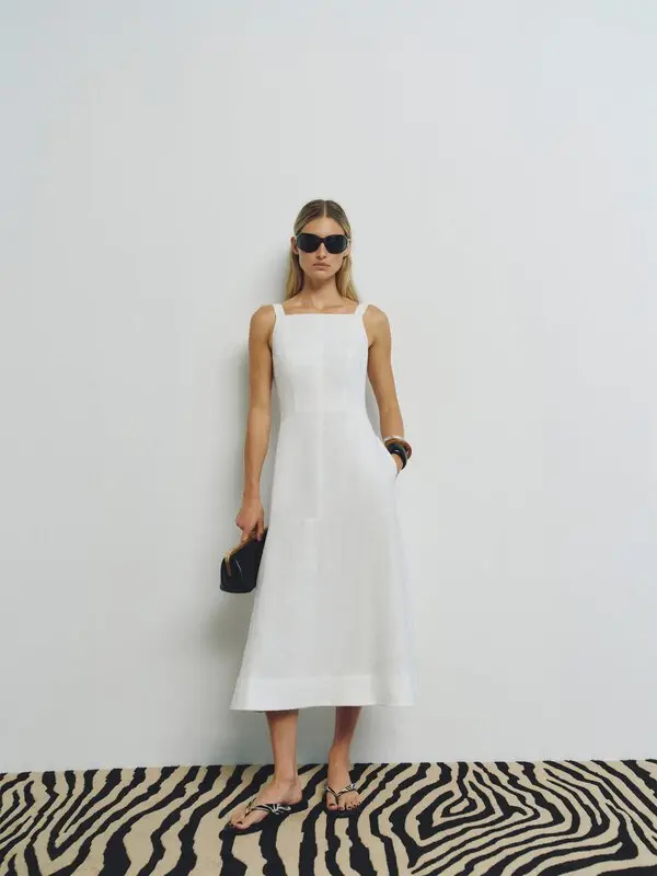 REFORMATION Venice Linen Dress - Ivory