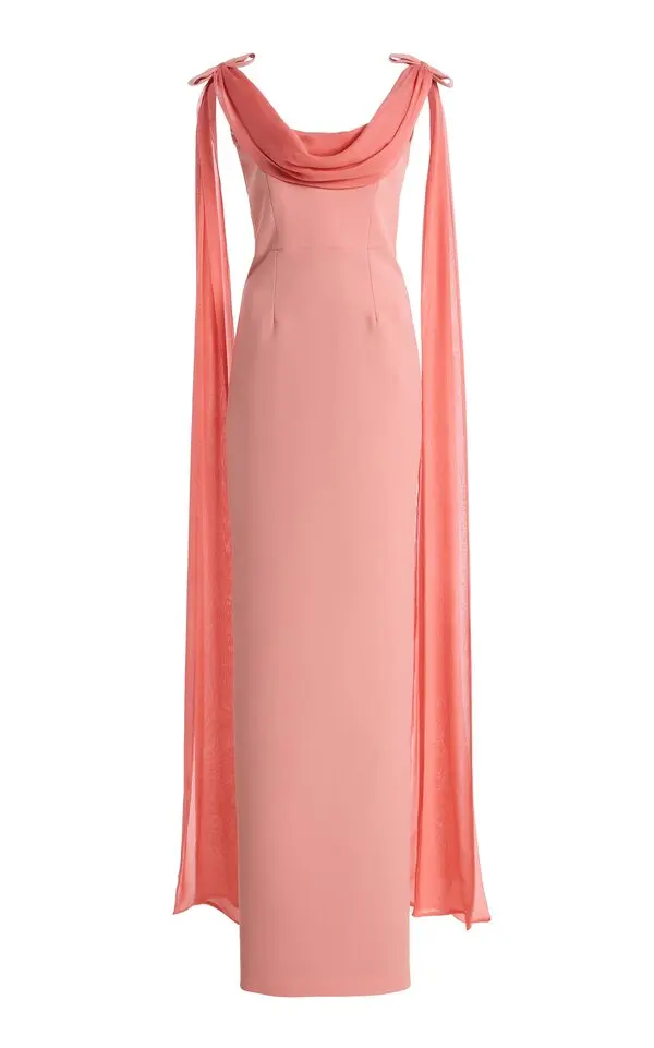 THE NEW ARRIVALS ILKYAZ OZEL Morticia Sash-detailed Crepe Maxi Dress - Pink