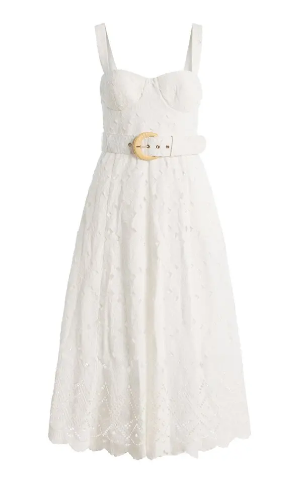 Cara Cara Calypso Eyelet Cotton Midi Dress - White