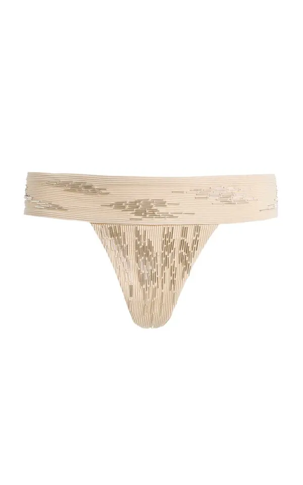 ZIAH Embroidered Hipster Bikini Bottom - White