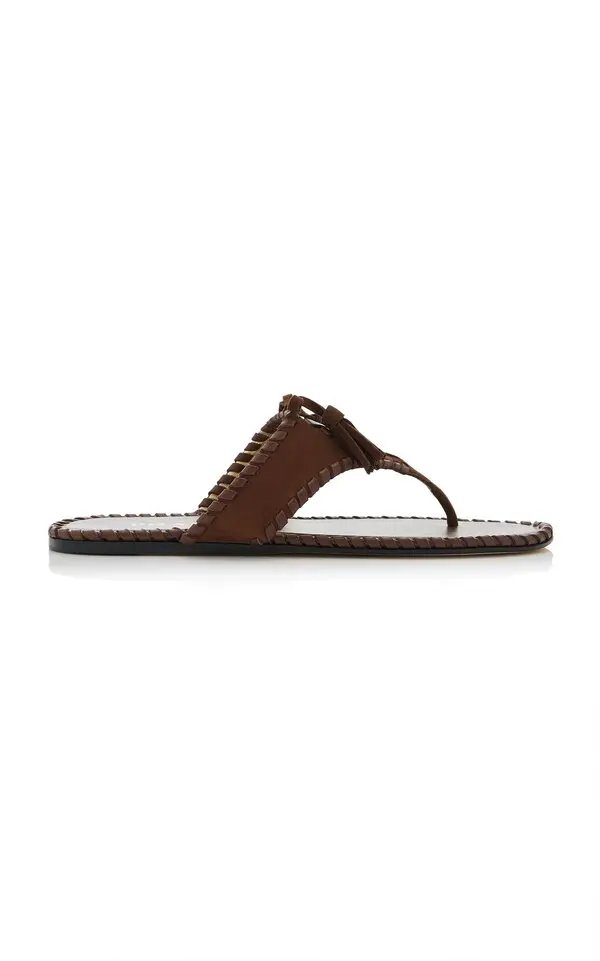 Prada Suede Thong Sandals - Brown