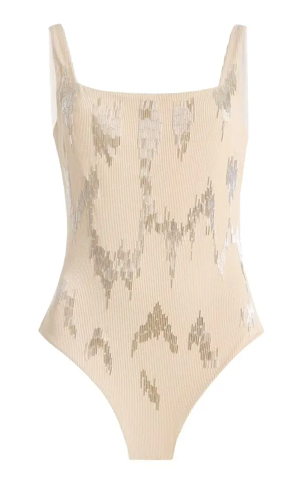 ZIAH Arpoador Embroidered One-piece Swimsuit - White