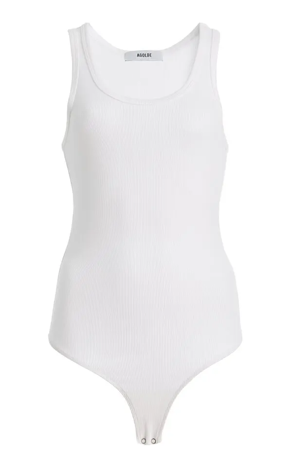 AGOLDE Maria Ribbed Tank Bodysuit - White