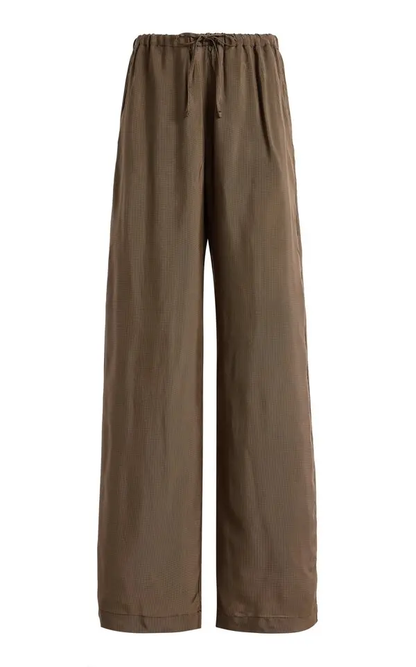 RÓHE Checked Wide-leg Trousers - Brown