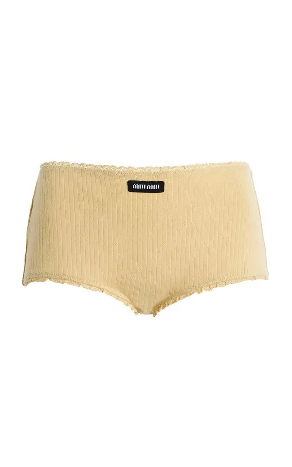 Miu Miu Pointelle-knit Cotton Briefs - Yellow