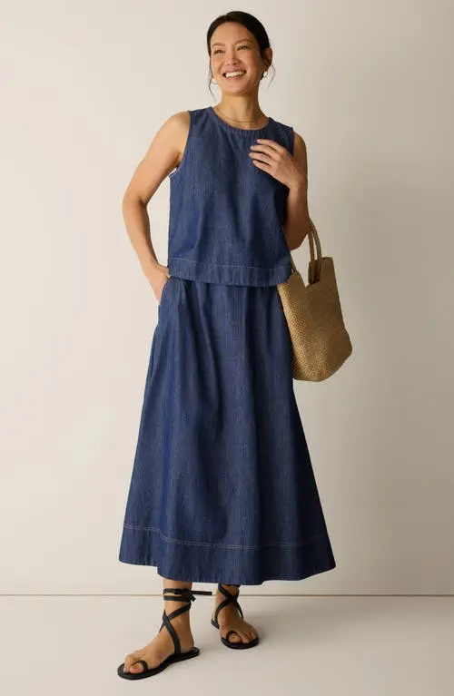 Eileen Fisher Organic Cotton Denim Midi Skirt