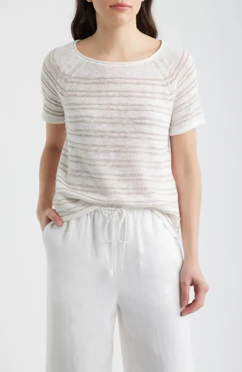 Eileen Fisher Open Stitch Organic Linen Blend Sweater