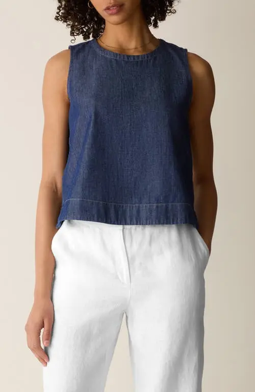 Eileen Fisher Organic Cotton Sleeveless Shell - Dark Indigo