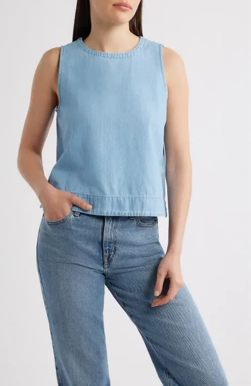 Eileen Fisher Organic Cotton Sleeveless Shell - Light Wash
