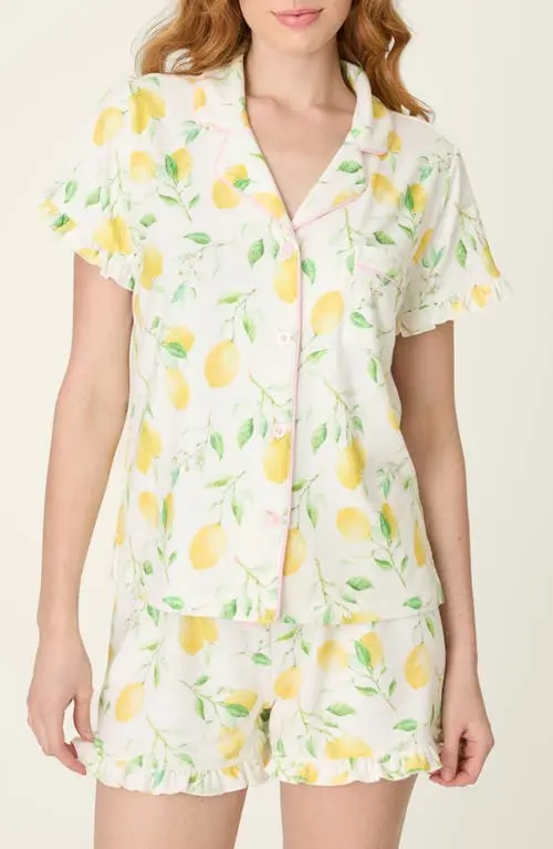 PJ Salvage Dolce Spritz Printed Button-up Pajama Shirt - Ivory