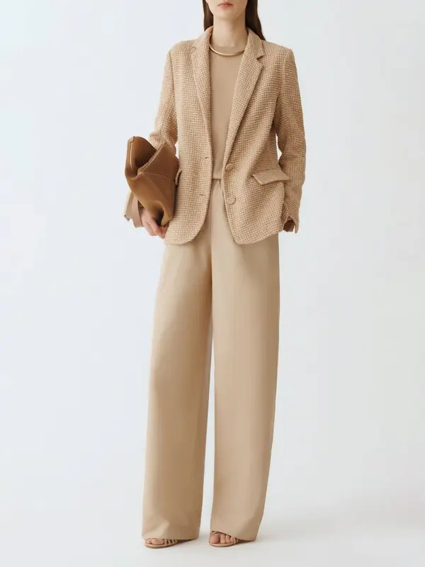 Fabiana Filippi Crew Neck Pullover In Cotton And Silk Blend - Beige