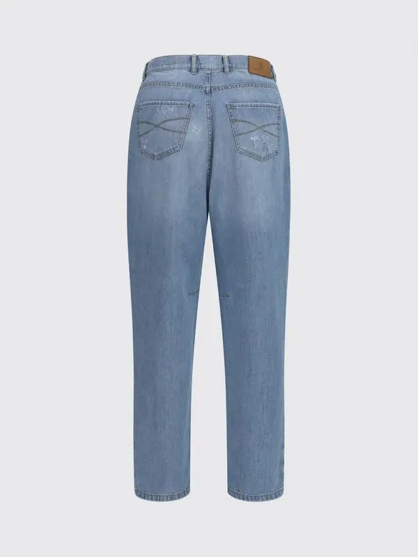 Brunello Cucinelli Light Wash Distressed Pleated Jeans