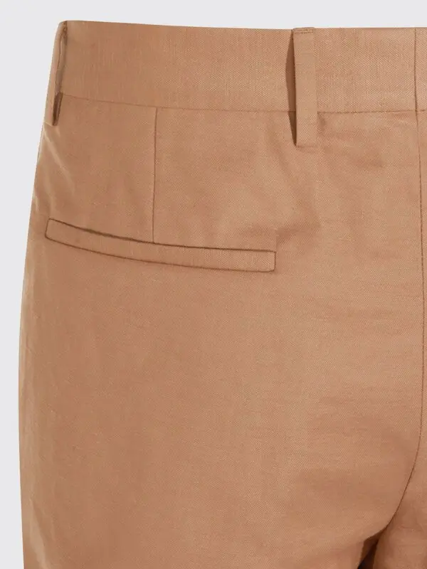 Brunello Cucinelli Tailored Cotton And Linen Trousers - Camel