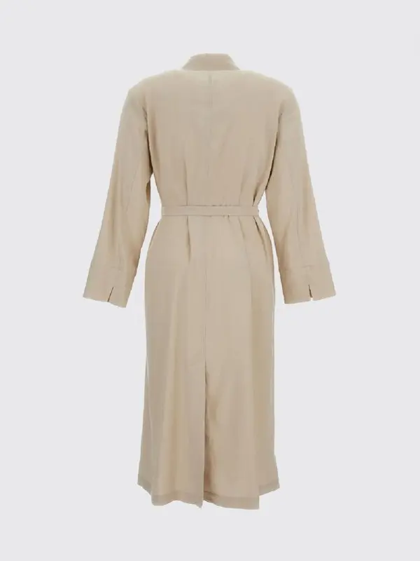 Max Mara Linen Blend Midi Shirt Dress With Belt - Beige
