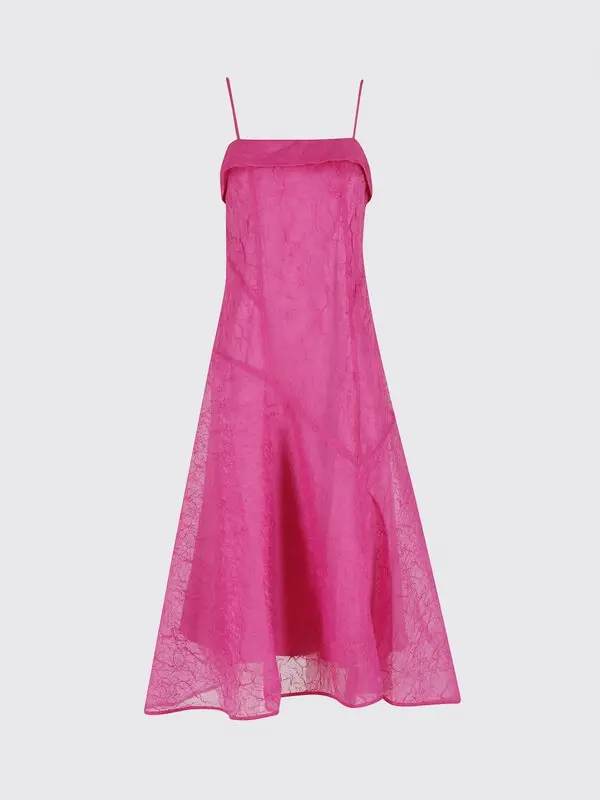 GANNI Embellished Midi Dress - Raspberry