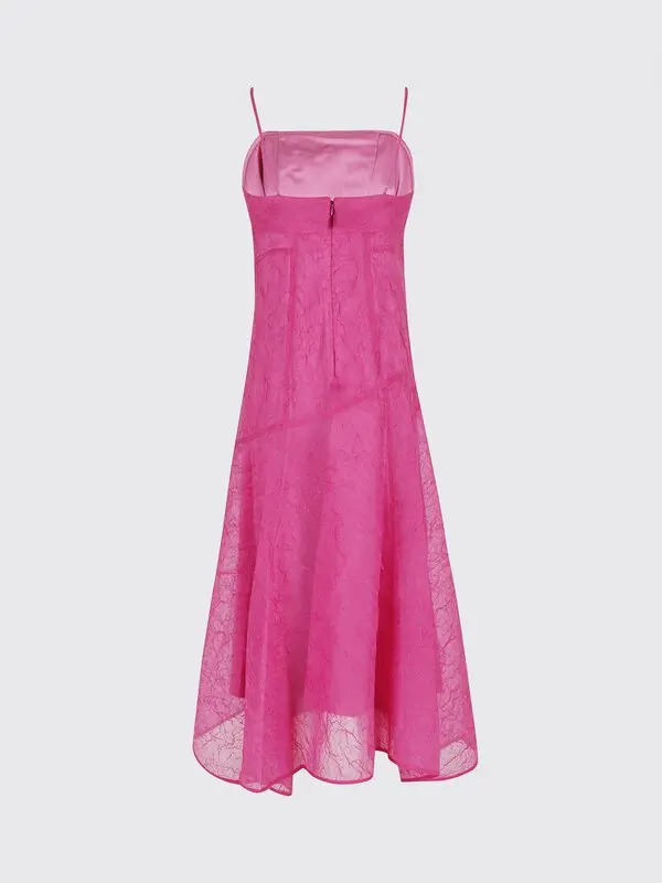 GANNI Embellished Midi Dress - Raspberry