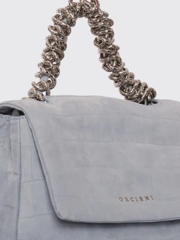 Orciani Sveva Handbag In Crocodile Print Calfskin Leather - Gnawed Blue