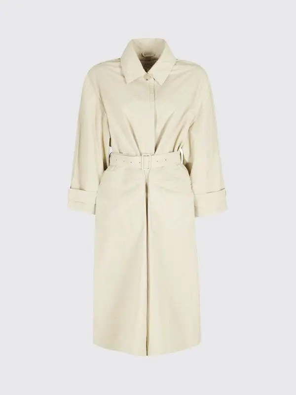 Maison Kitsuné Long Cotton Denim Trench Coat With Belt
