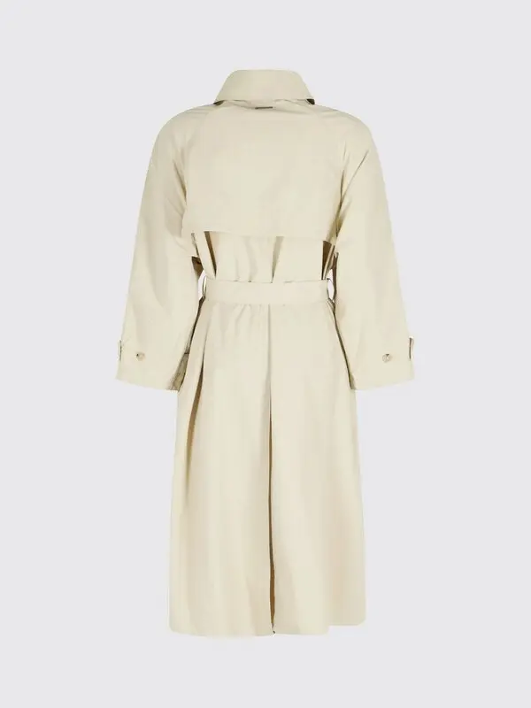 Maison Kitsuné Long Cotton Denim Trench Coat With Belt