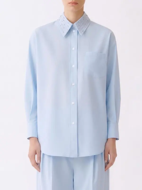 Fabiana Filippi Cotton Shirt With Embellished Collar