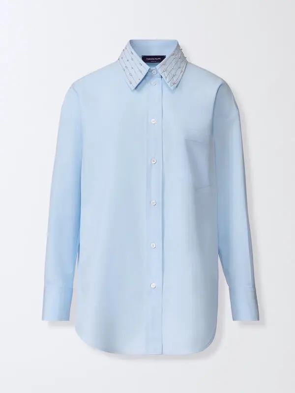 Fabiana Filippi Cotton Shirt With Embellished Collar