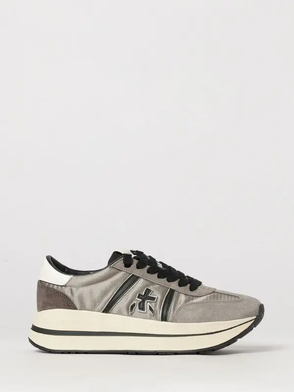 Premiata Bethcoin Suede And Mesh Sneakers - Grey