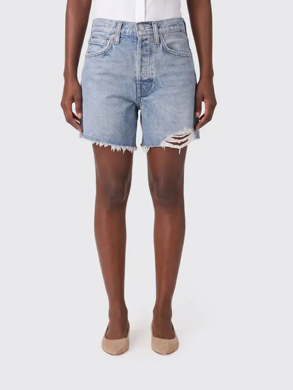 AGOLDE Shorts With Distressed Details - Denim