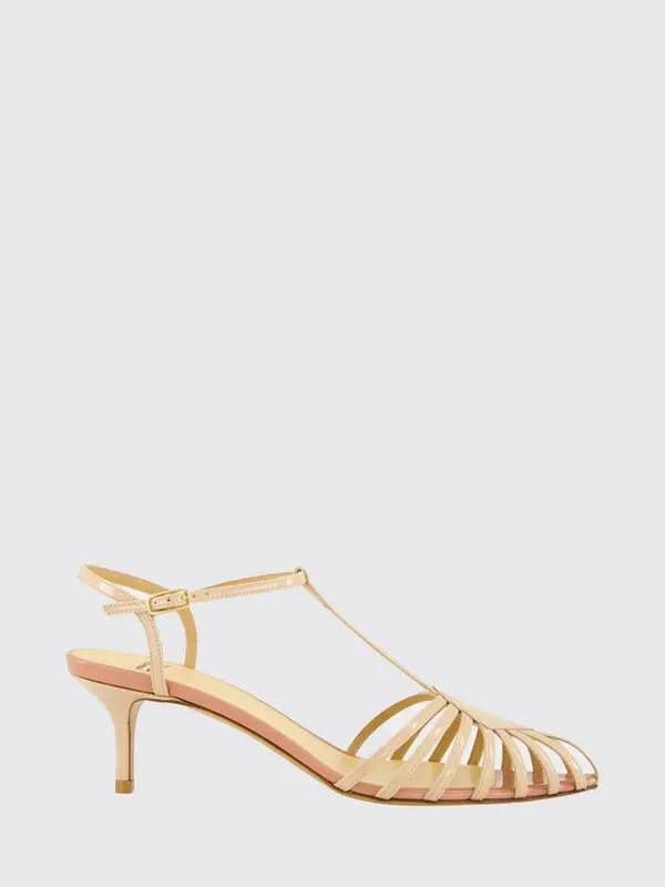 FRANCESCO RUSSO Patent Leather Sandals With Stiletto Heel - Beige
