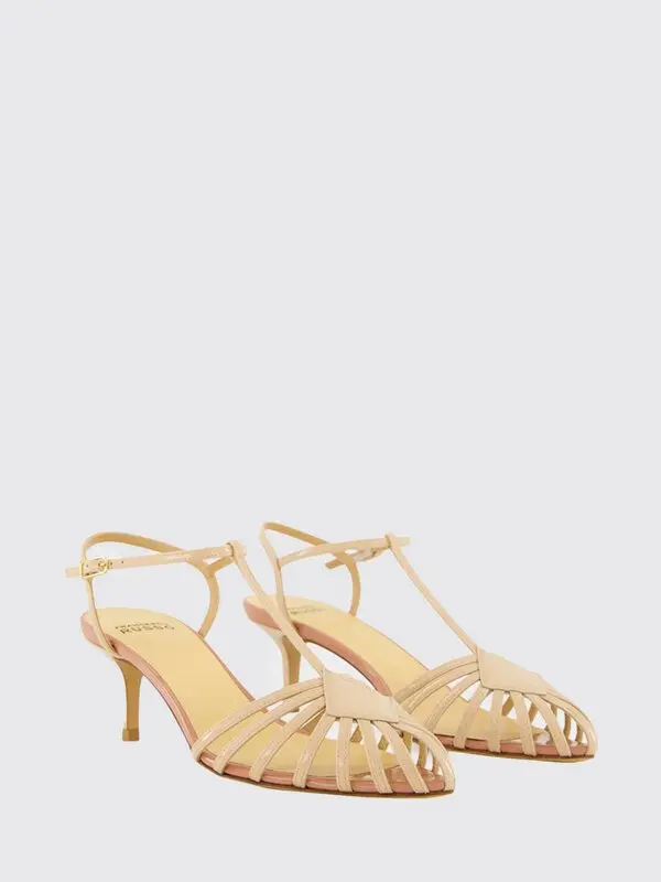 FRANCESCO RUSSO Patent Leather Sandals With Stiletto Heel - Beige