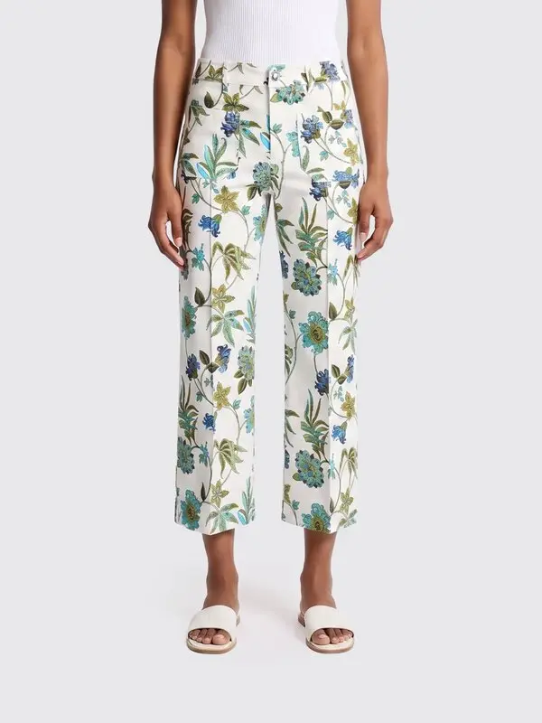 FAY Printed Cotton Cropped Trousers