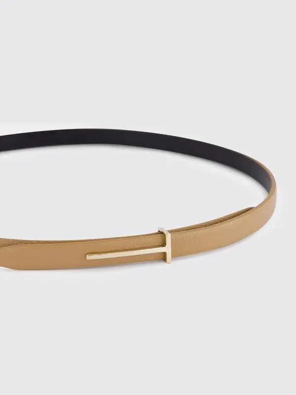 TOM FORD Skinny Leather Belt - Beige