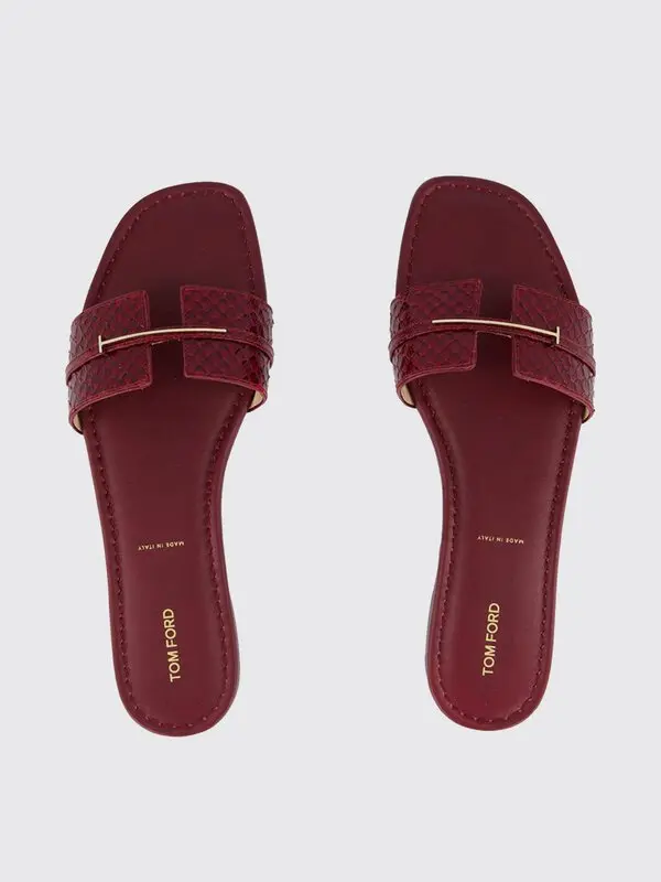 TOM FORD Python Print Leather Mules - Ruby