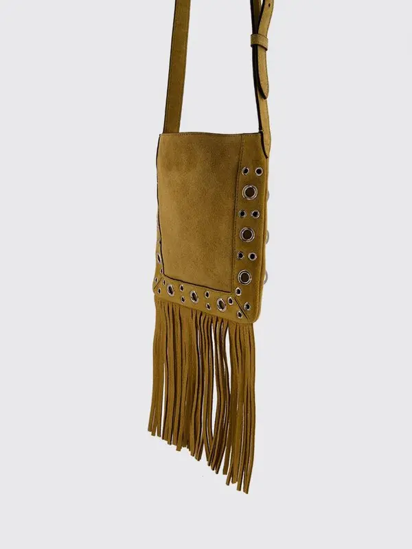 Valentino Garavani Suede Crossbody Bag With Fringe And Studs - Beige