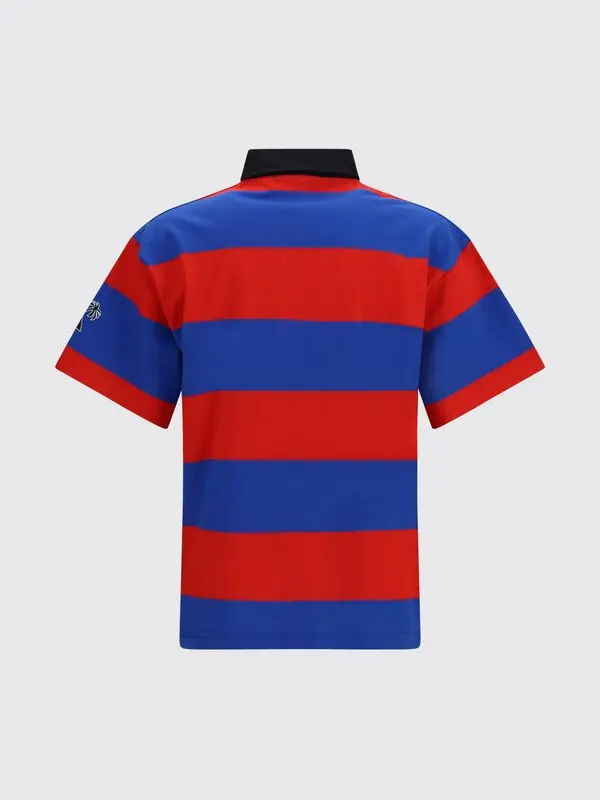 Palm Angels Striped Cotton Polo Shirt With Logo