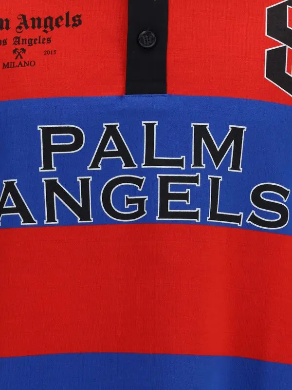 Palm Angels Striped Cotton Polo Shirt With Logo