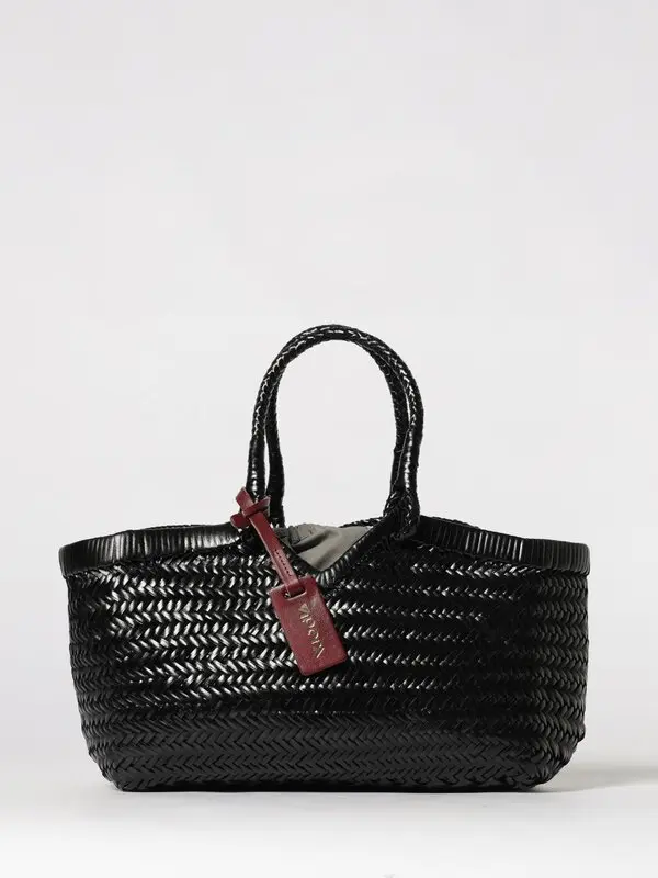 VIPERA Braided Handle Shoulder Bag - Black