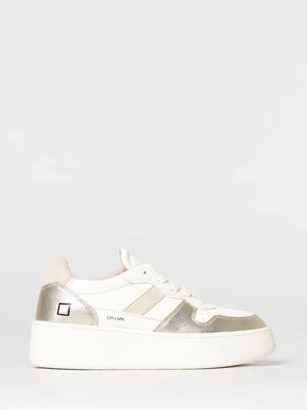 D.a.t.e. Platform Sneakers In Leather - Platinum