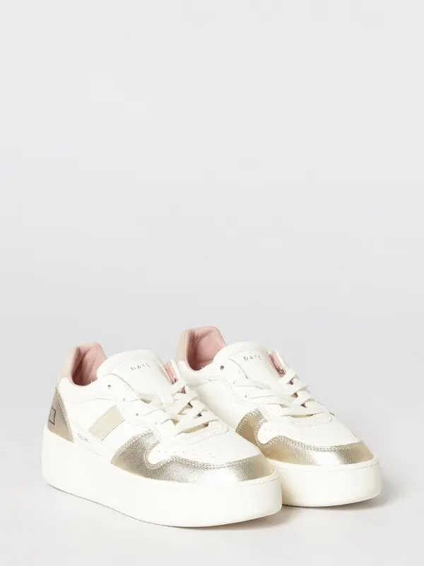 D.a.t.e. Platform Sneakers In Leather - Platinum