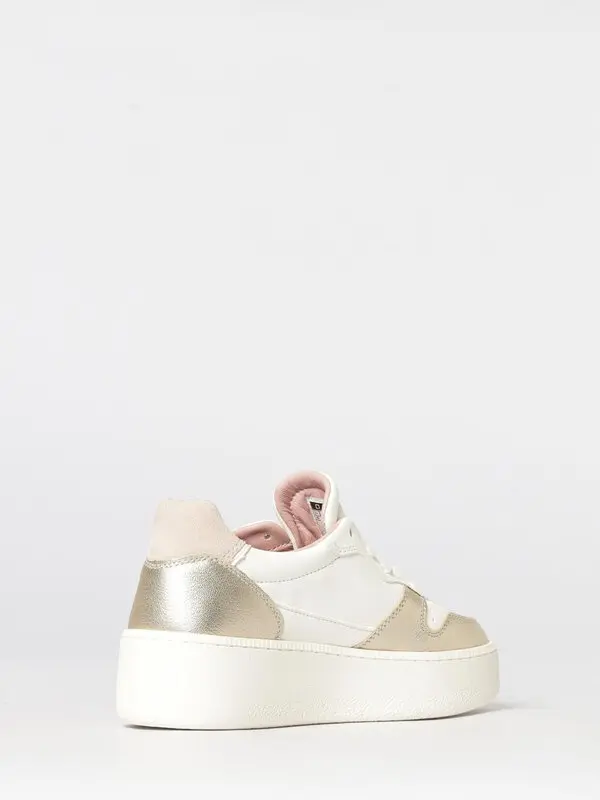 D.a.t.e. Platform Sneakers In Leather - Platinum
