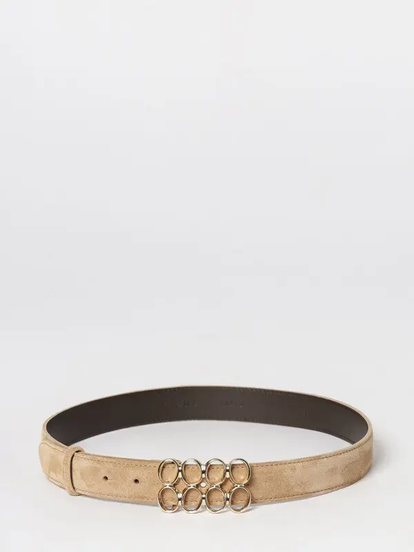 ORTIGNI Suede Belt With Gold Tone Embellishment - White