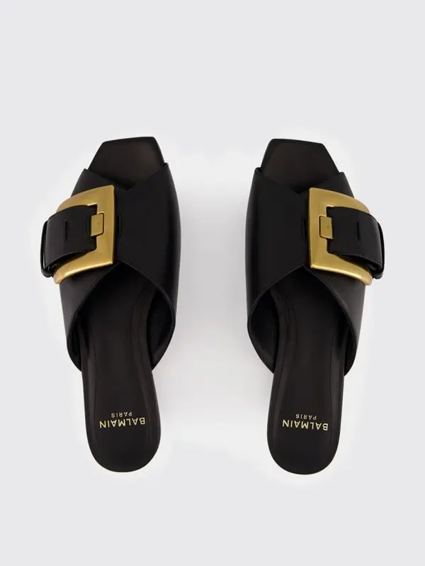 Balmain Heeled Sandal With Buckle Detail - Black