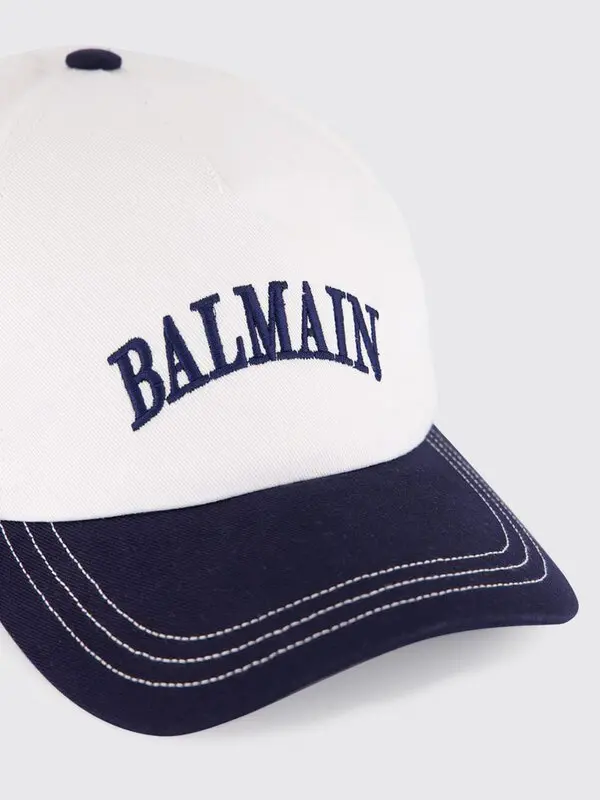 Balmain Embroidered Logo Cotton Twill Baseball Cap - White