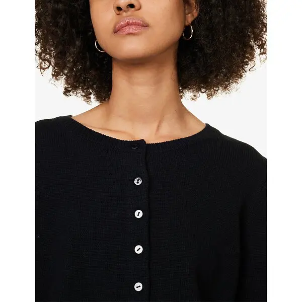 REFORMATION Clara Cotton Knitted Cardigan - Black