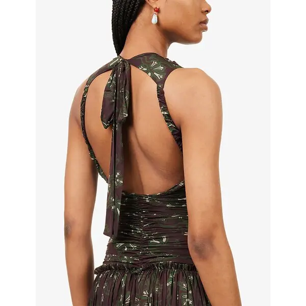 SIEDRES Siedrés Alina Floral-print Open-back Woven Maxi Dress
