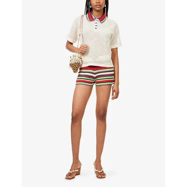 SIEDRES Leo Textured-knit Cotton-blend Polo Shirt