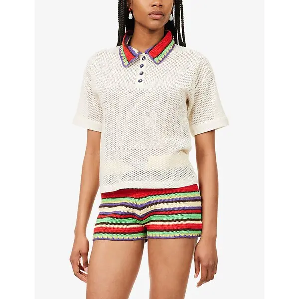 SIEDRES Leo Textured-knit Cotton-blend Polo Shirt