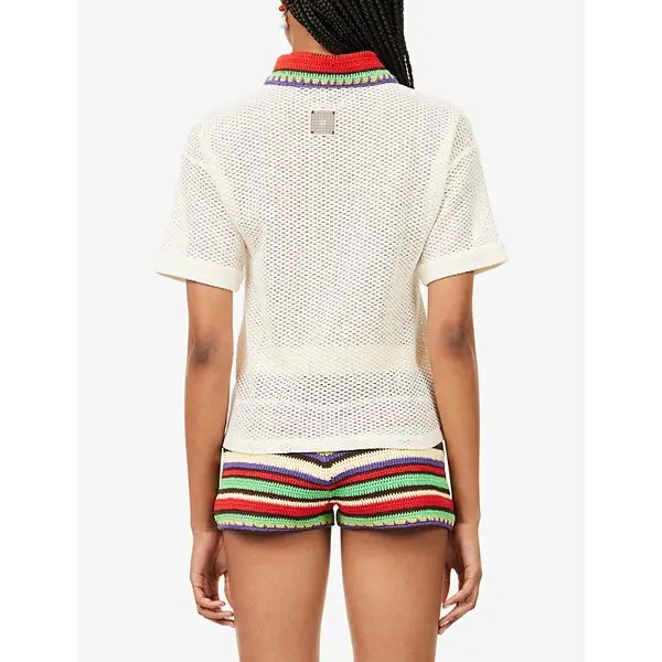 SIEDRES Leo Textured-knit Cotton-blend Polo Shirt
